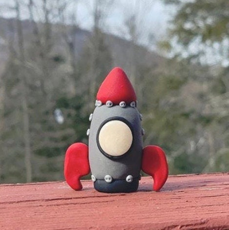 Handcrafted Clay Spaceship Figure Colorful Unique Gift - Etsy