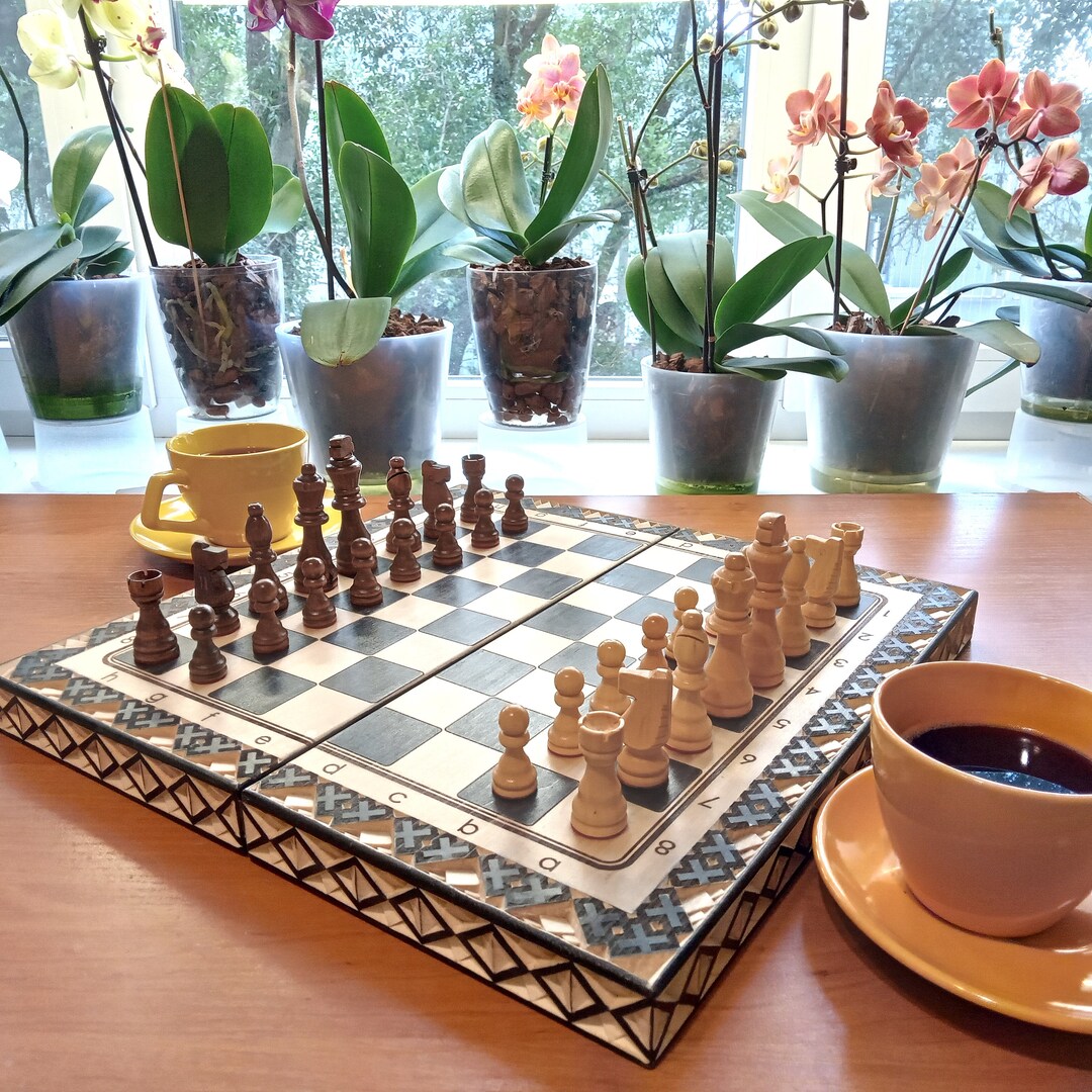 Set Chess Backgammon Checkers. Gift Three in One. Black and White ...