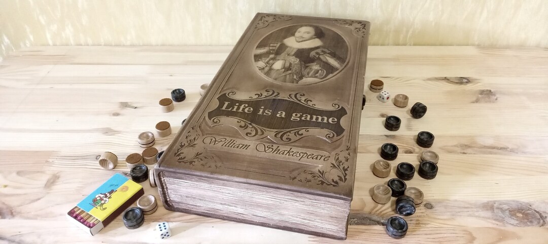 Backgammon Set Wooden Book. life is a Game. - Etsy