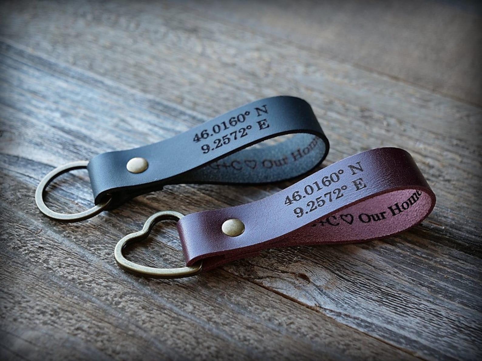 Custom Text Keychain Personalized Leather Keychain Fathers | Etsy
