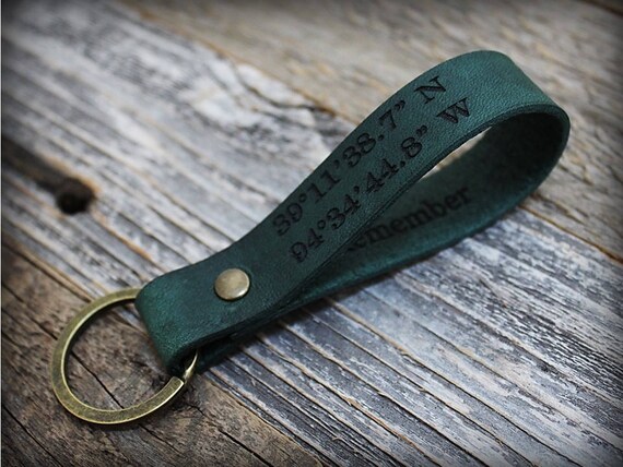 Personalized Leather Keychain Personalized Anniversary Gift | Etsy