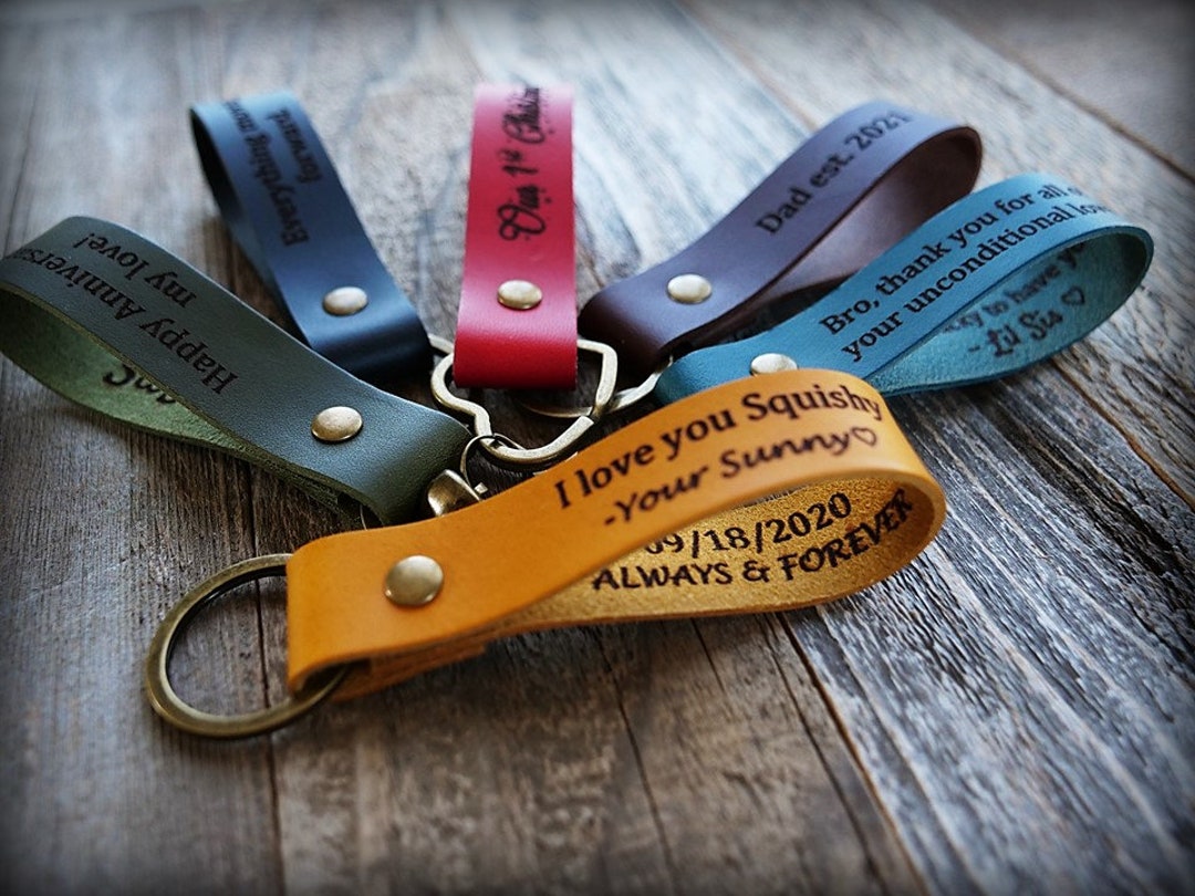 Custom Leather Keychain - Personalized Key Fob - Monogrammed Leather ...