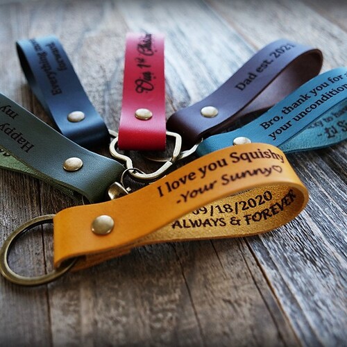 Custom Leather Keychain Personalized Leather Engraved Key - Etsy