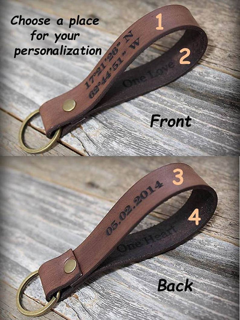 Personalized Leather Keychain Personalized Gift Anniversary - Etsy