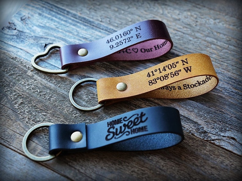 Custom Leather Keychain Personalized Key Fob Monogrammed - Etsy