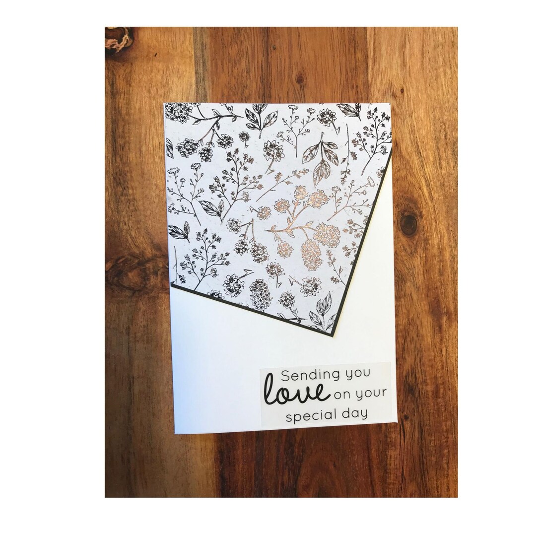 Black and White Floral Greeting Card - Etsy
