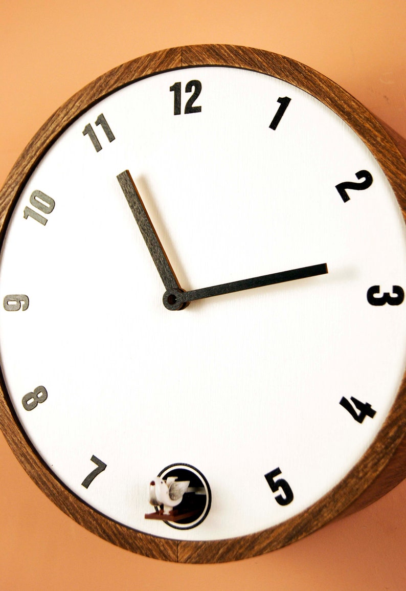 Cuckoo clock White dial and black numbers | Etsy