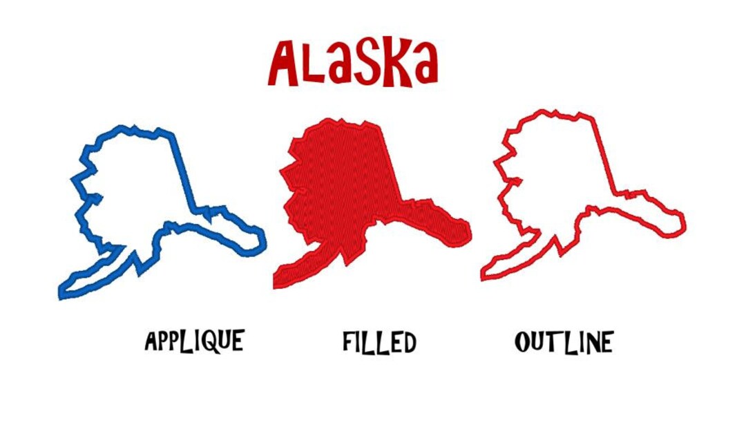USA State Alaska Embroidery Design Pack Outline Stitch - Etsy
