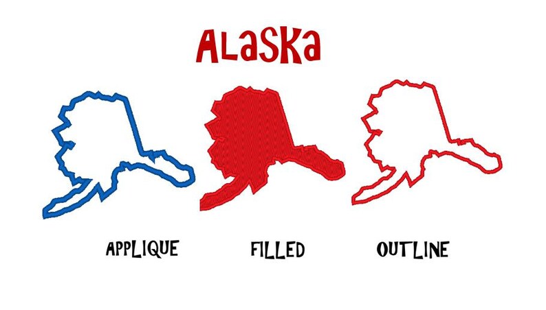 USA State Alaska Embroidery Design Pack Outline Stitch - Etsy