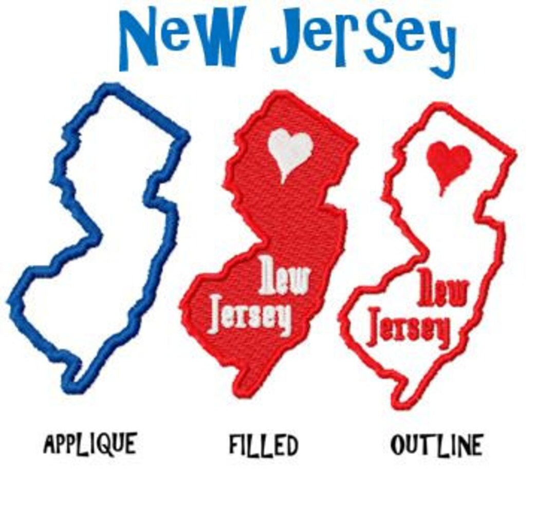 USA State New Jersey Map Embroidery Design Pack Outline - Etsy