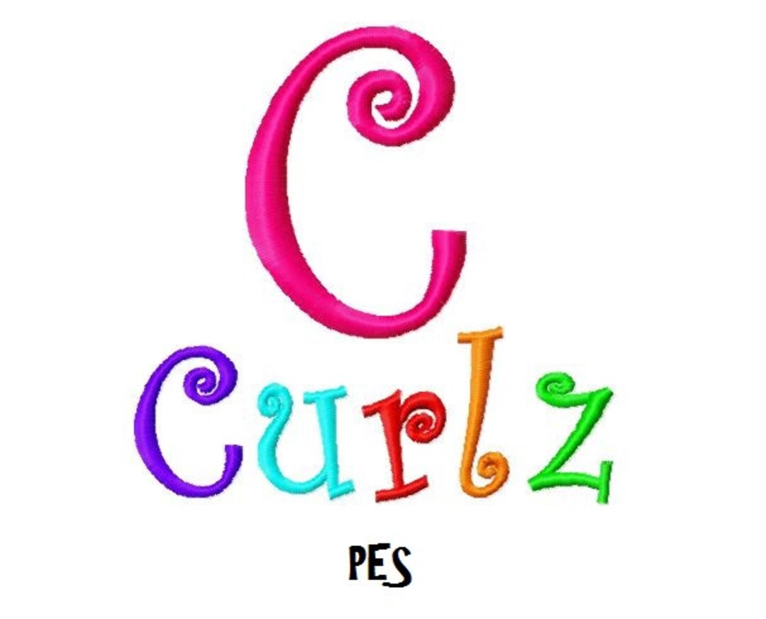 Curlz Embroidery Font Instant Download 3 Sizes PES Format - Etsy