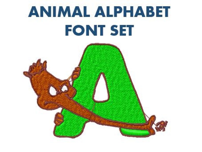 Animal Alphabet Font Machine Embroidery Design Instant | Etsy