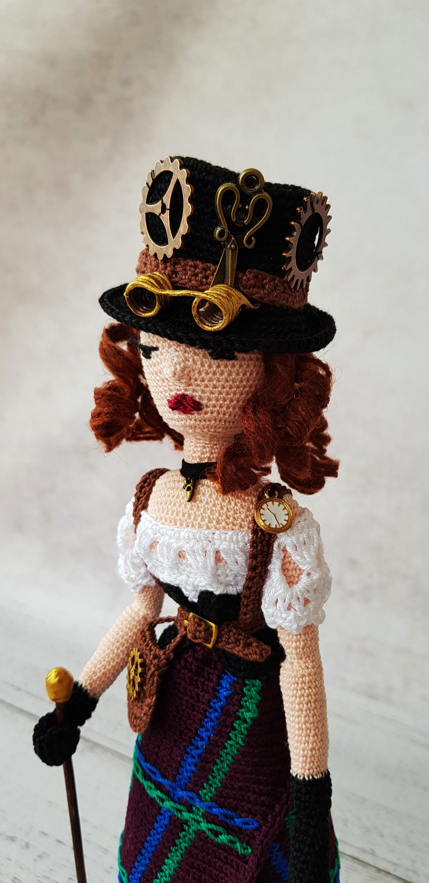 Amigurumi Crocheted Doll Art Figurine Steampunk Lady Gift - Etsy