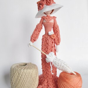 Doek pop, Rag Doll, Amigurumi haakwerk pop, Art Doll Lady met paraplu ...