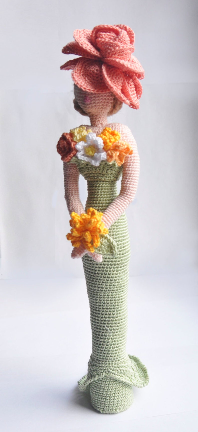 Cloth Doll, Crocheted Rag Doll, Amigurumi Art Doll, Flower Lady, Gift ...