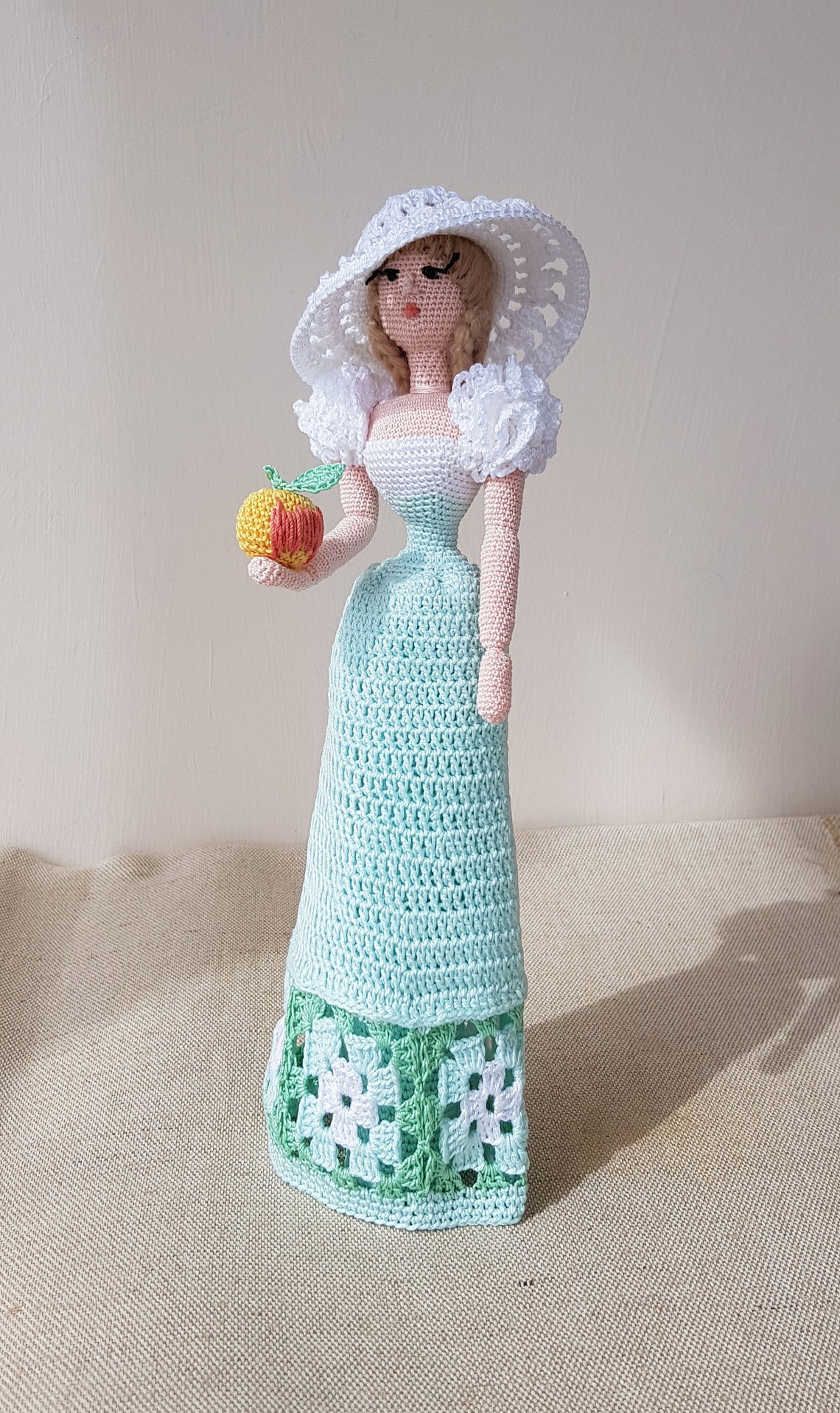 Cloth Doll Crocheted Rag Doll Amigurumi Lady With Apple Art - Etsy