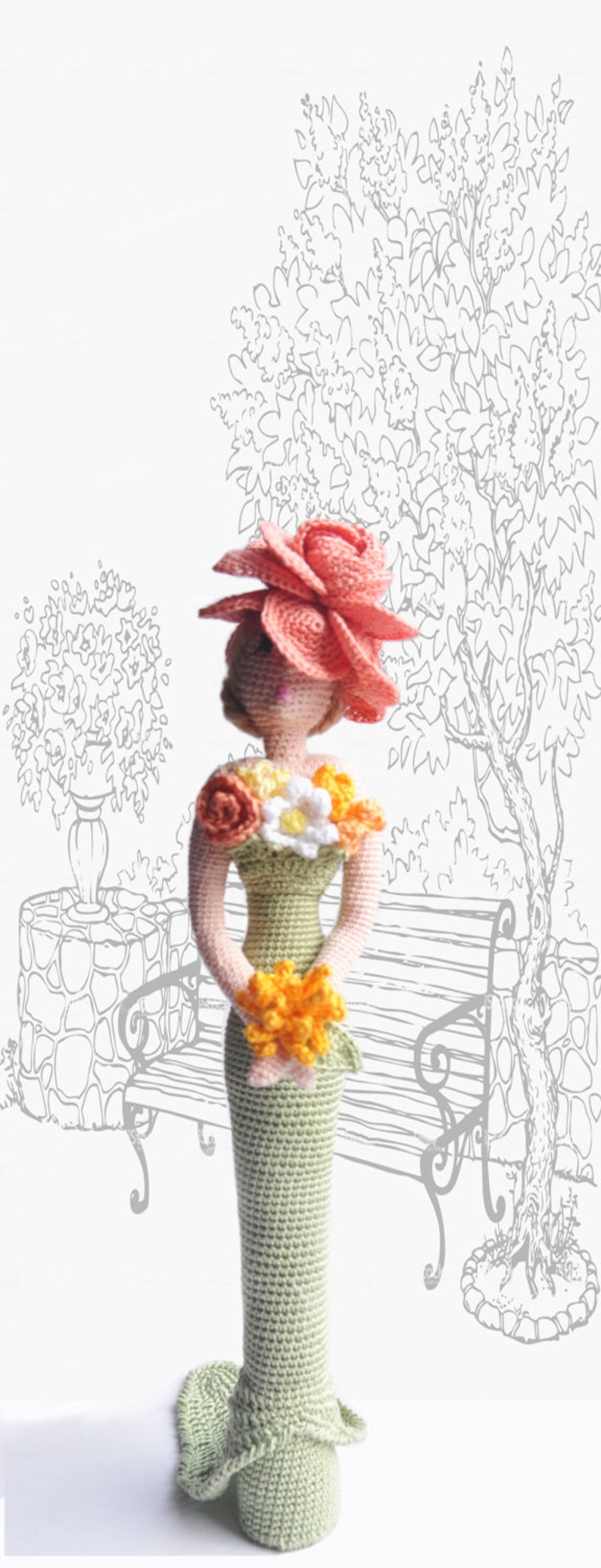 Cloth Doll, Crocheted Rag Doll, Amigurumi Art Doll, Flower Lady, Gift ...