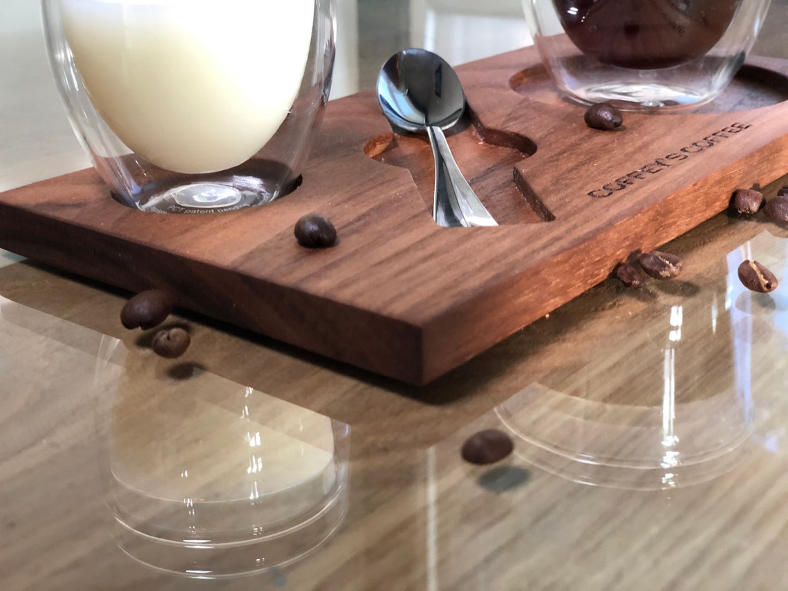 Walnut Coffee Tray Customize With Logo or Wording Great - Etsy