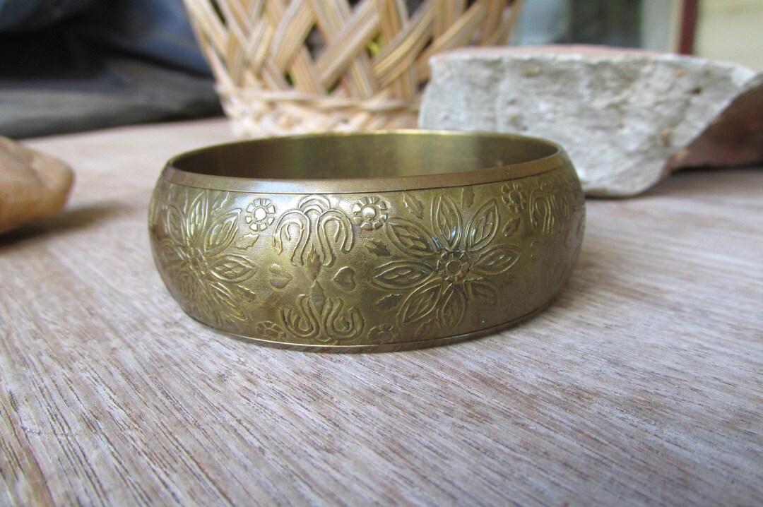 Brass Bangle Indian Bangle Hippie Bangle Boho Bangle Carved Brass ...