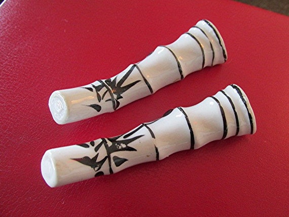 Hashioki Ceramic Chopstick Rests Two Vintage Bamboo Design - Etsy