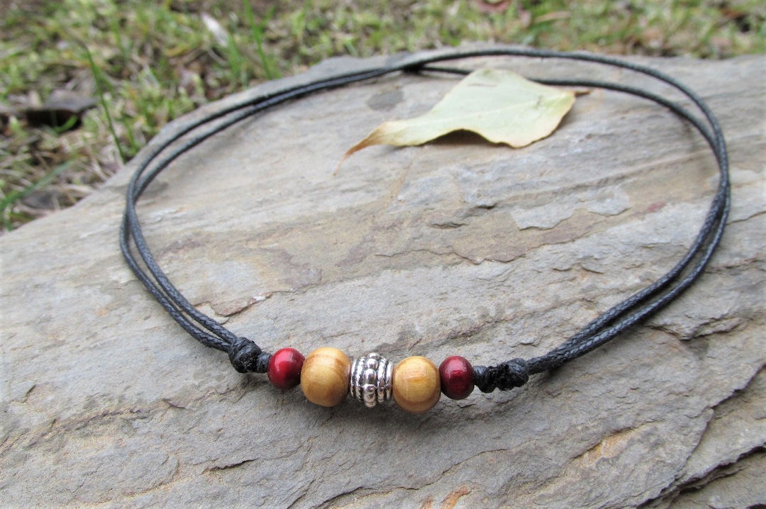 Brown Wooden Bead Choker Necklace Wooden Bead Choker Natural Wood ...