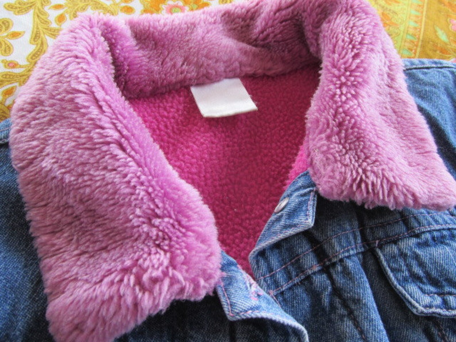 Denim Jacket Girls Embroidered Pink Fleecy Lined Coat Cute | Etsy