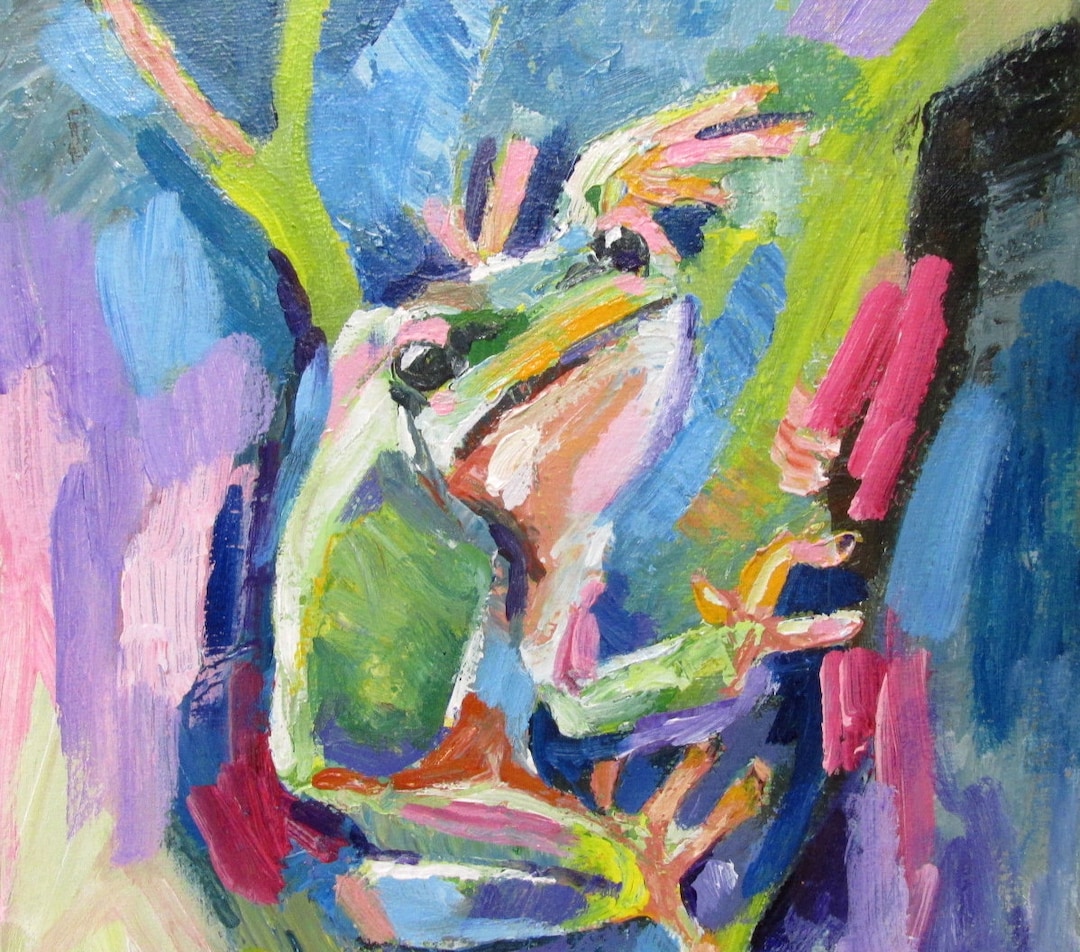 Fauve Tree Frog Painting Original Animal Nature Acrylic on Stretched ...