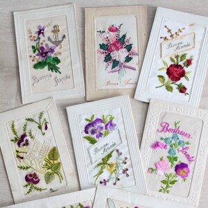 Antique French Embroidered Greeting Card, Hand-embroidered French ...