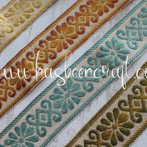 Medieval Tricolor Jacquard Braid With Geometric Patterns, Width 6.8 Cm ...