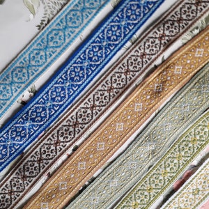 Medieval Tricolor Jacquard Braid With Geometric Patterns, 3.5cm , 1 ...
