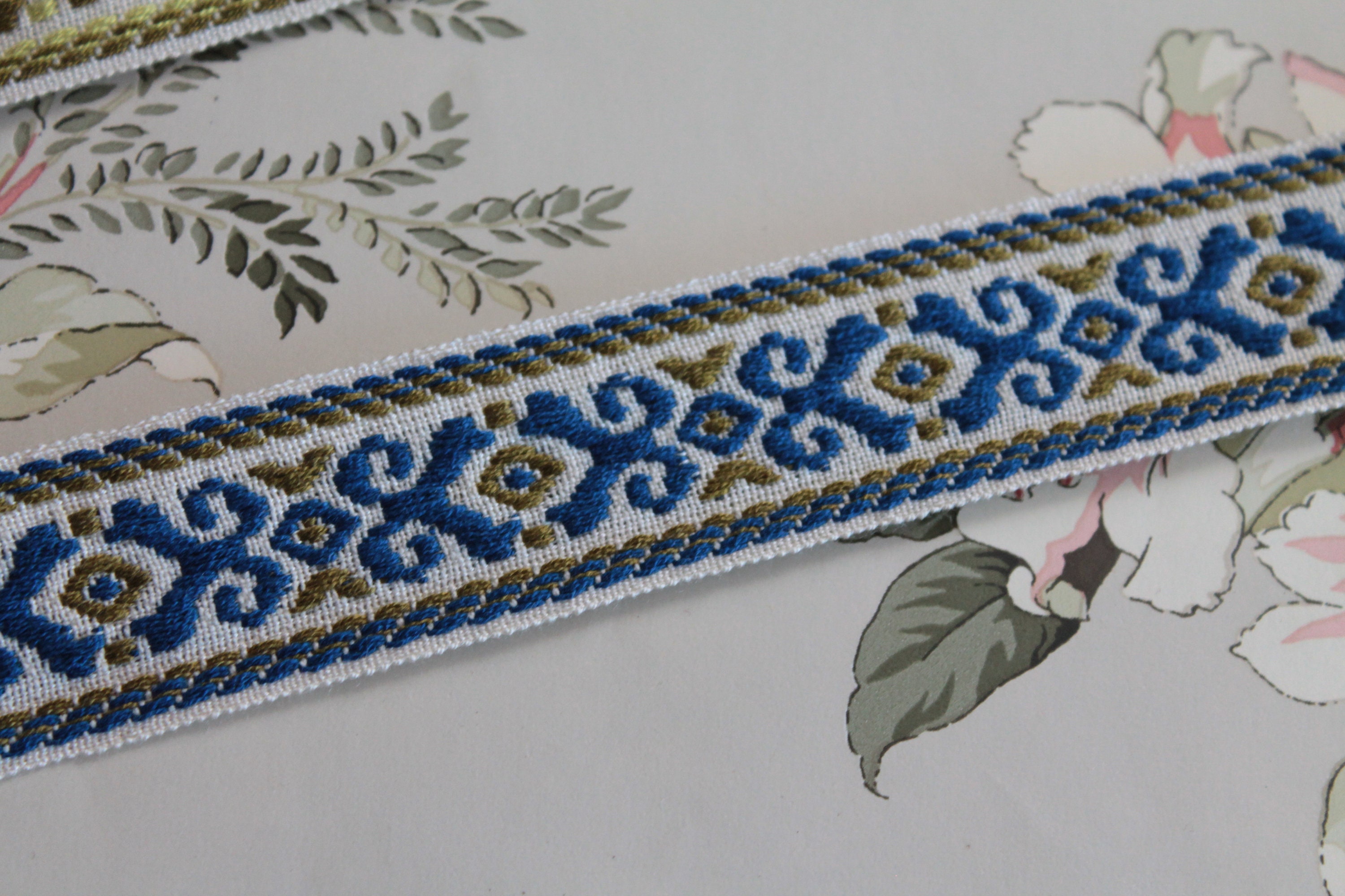 Medieval Tricolor Jacquard Braid With Geometric Patterns 32 Mm Wide by ...