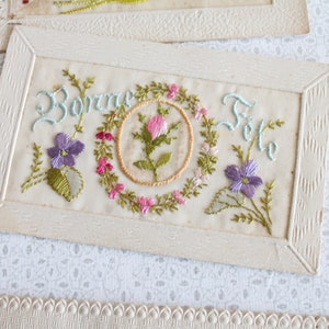 Antique French Embroidered Greeting Card, Hand-embroidered French ...