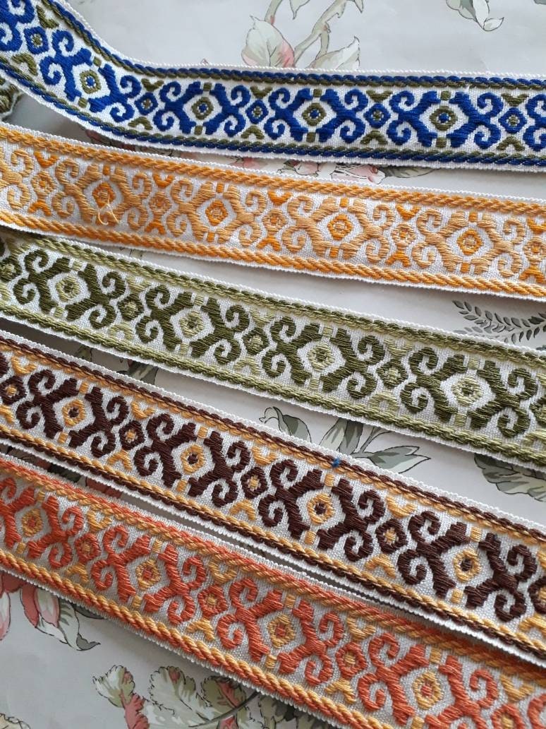 Medieval Tricolor Jacquard Braid With Geometric Patterns | Etsy