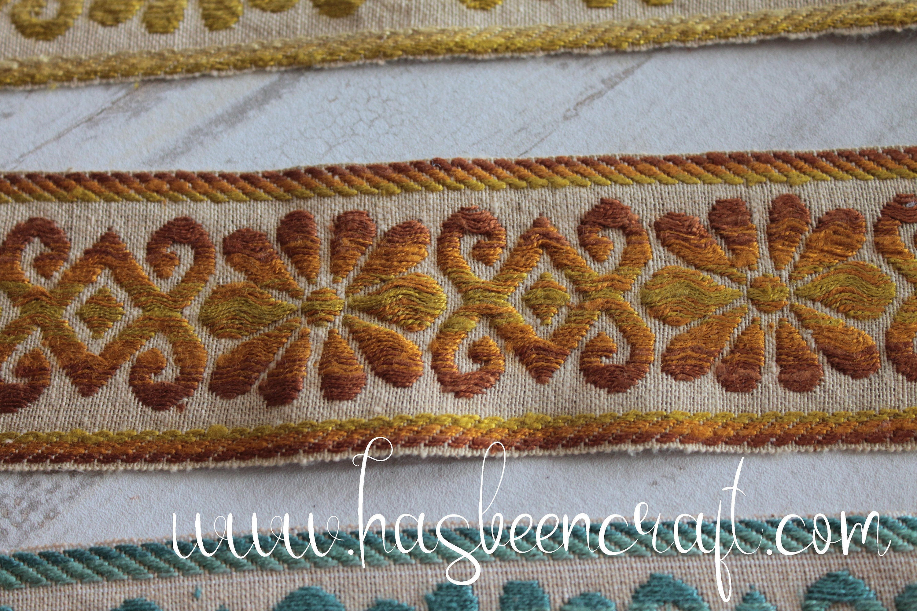 Medieval Tricolor Jacquard Braid With Geometric Patterns, Width 6.8 Cm ...
