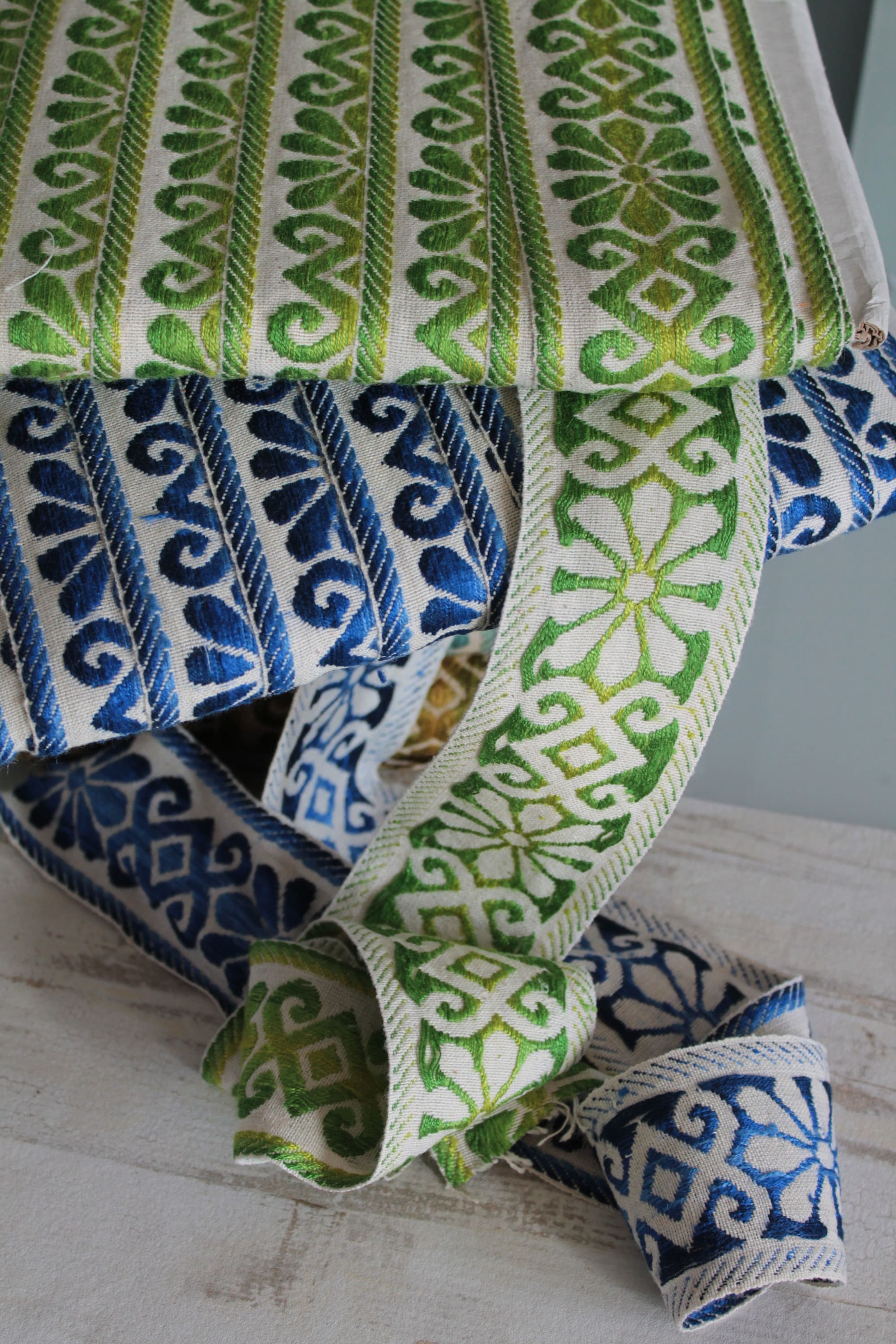 Medieval Tricolor Jacquard Braid With Geometric Patterns, Width 6.8 Cm ...