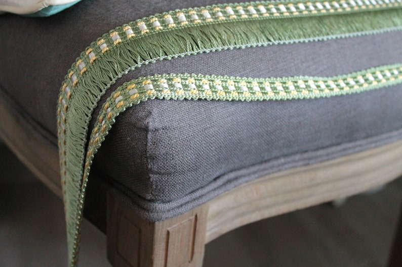 Vintage French Green Yellow Ivory Trim Fringe Braid, Lampshade Edging ...
