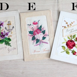 Antique French Embroidered Greeting Card, Hand-embroidered French ...