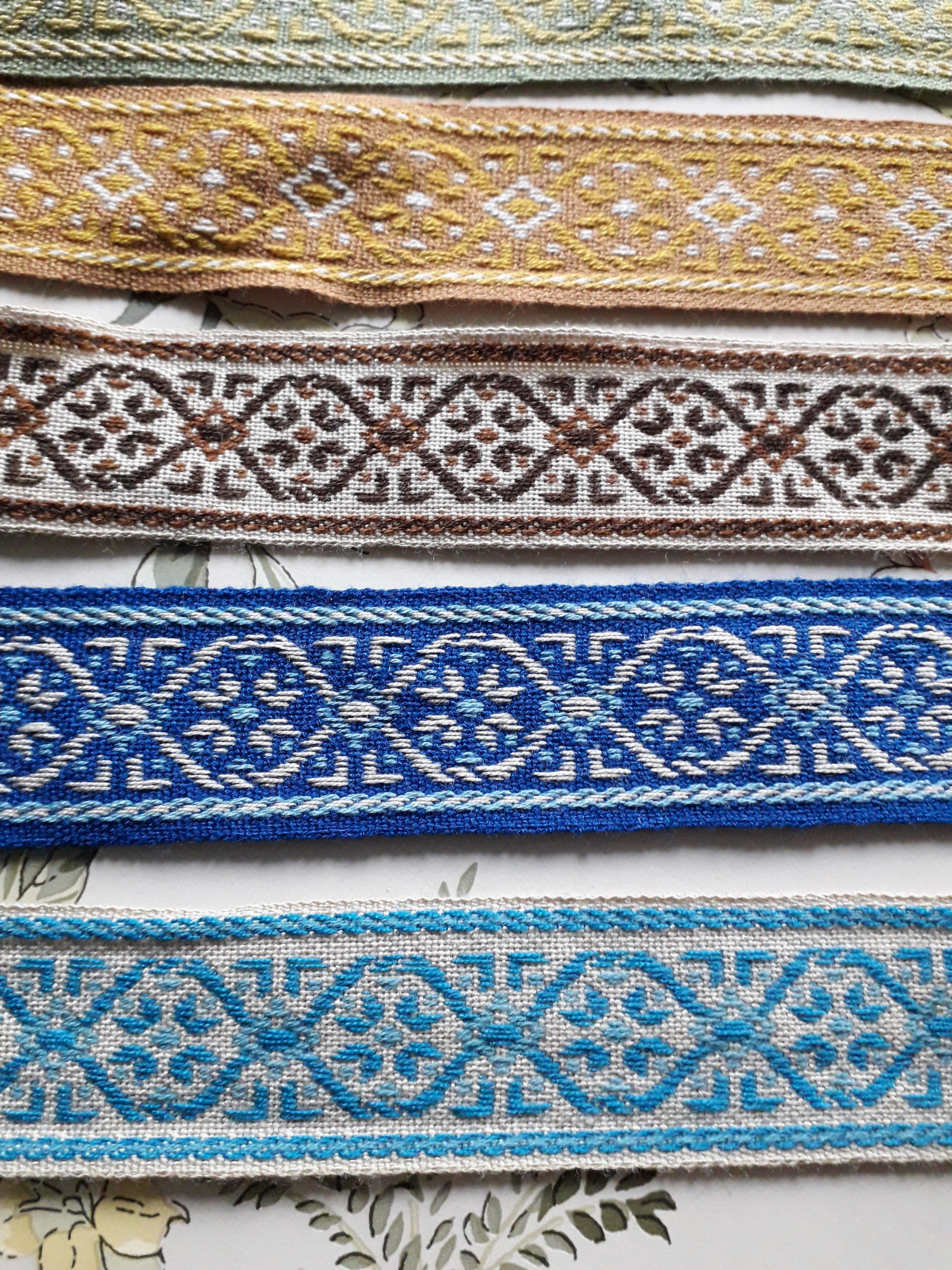 Medieval Tricolor Jacquard Braid With Geometric Patterns, 3.5cm , 1 ...