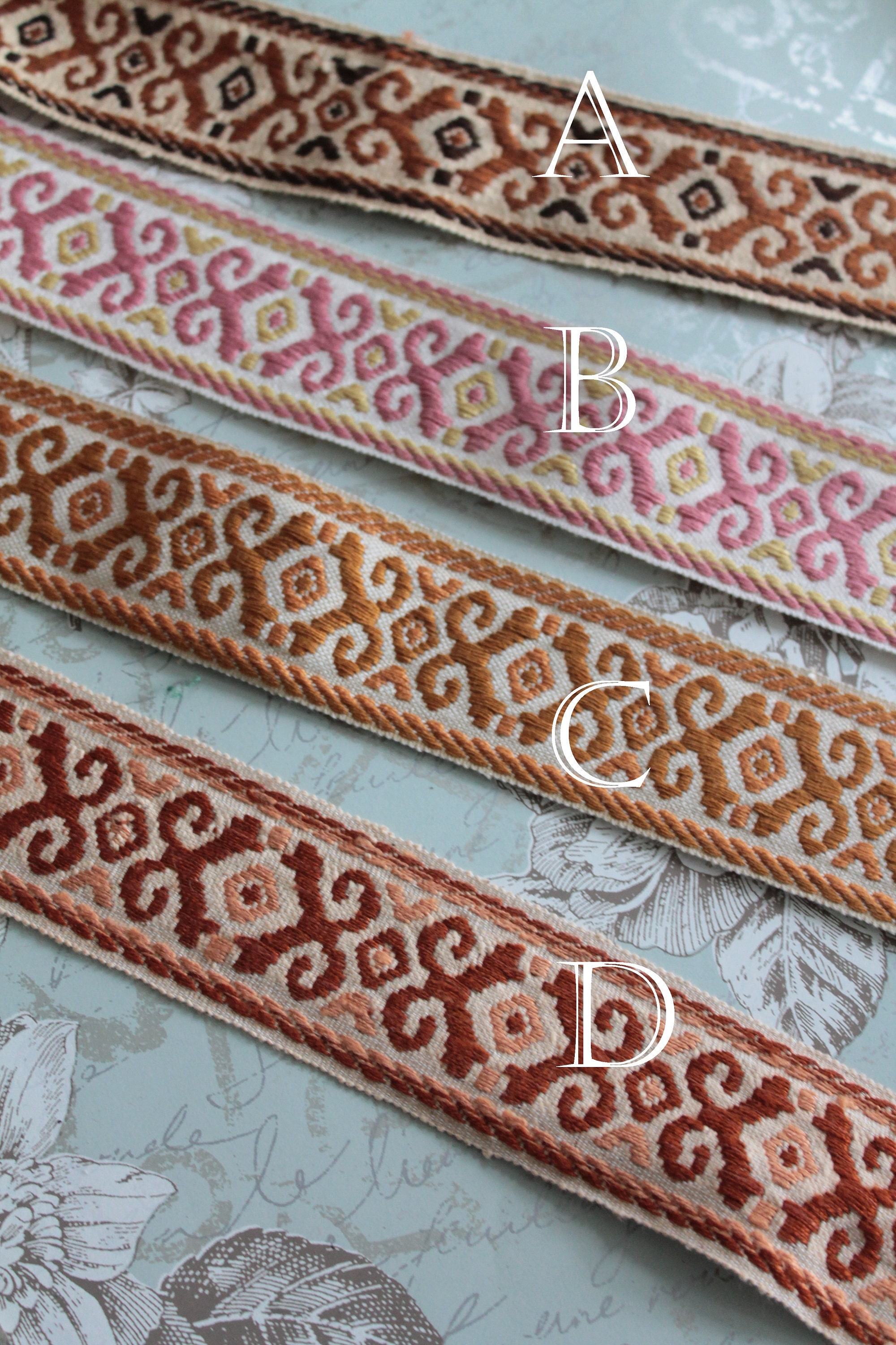 Medieval braid with geometric patterns width 6 cm by 1 meter | Etsy