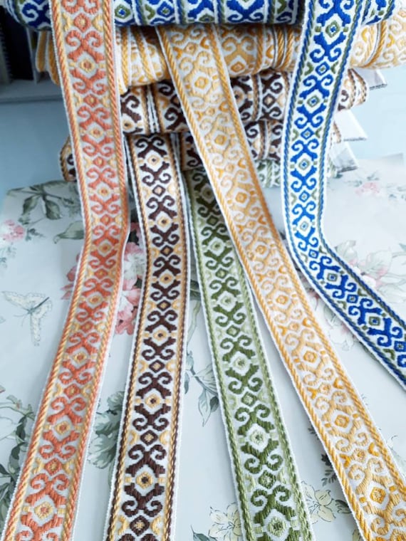 Medieval Tricolor Jacquard Braid With Geometric Patterns | Etsy
