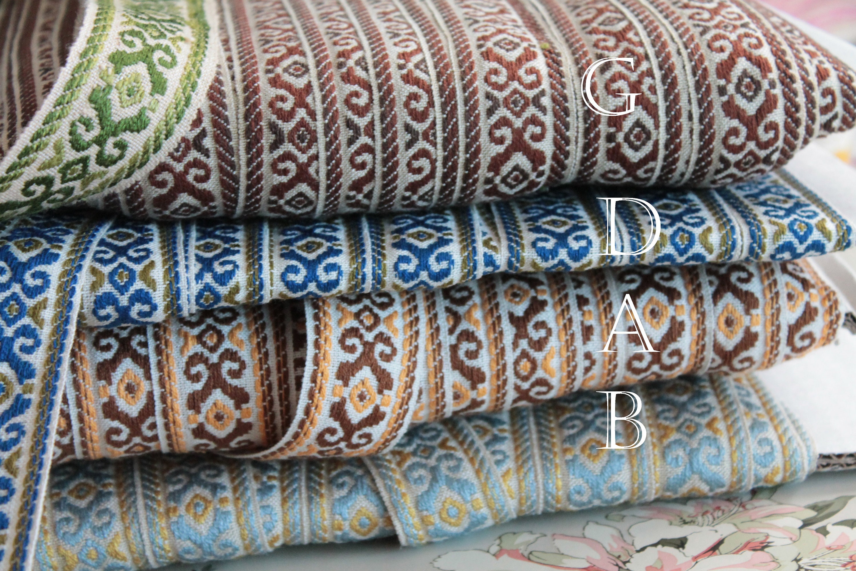 Medieval Tricolor Jacquard Braid With Geometric Patterns 32 Mm Wide by ...