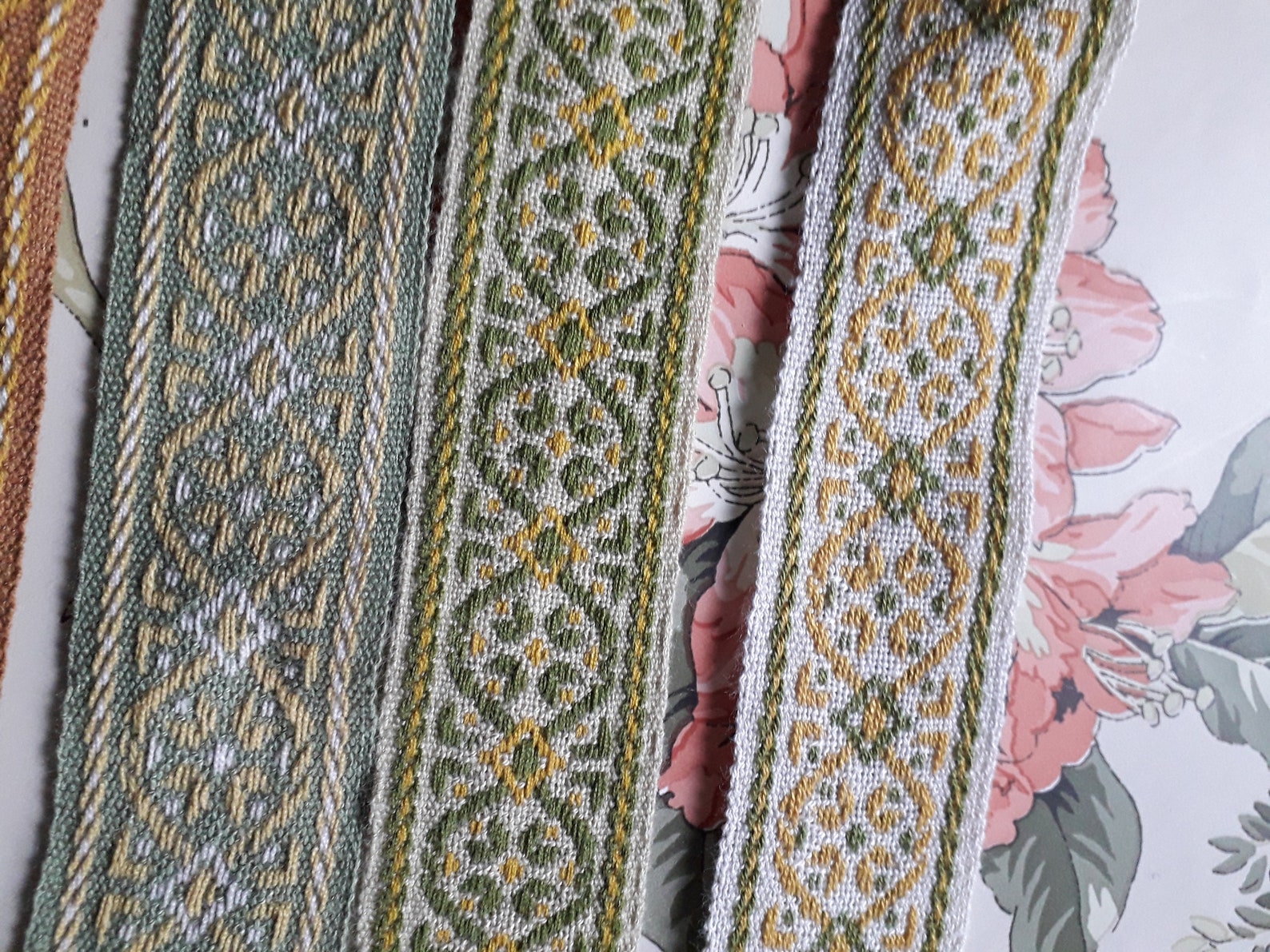 Medieval Tricolor Jacquard Braid With Geometric Patterns, 3.5cm , 1 ...