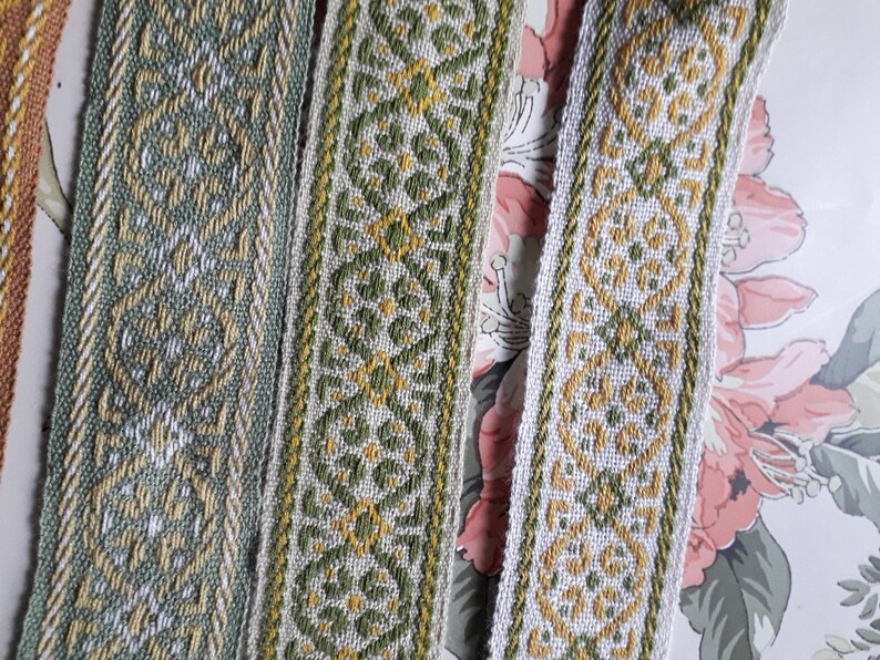 Medieval Tricolor Jacquard Braid With Geometric Patterns, 3.5cm , 1 ...