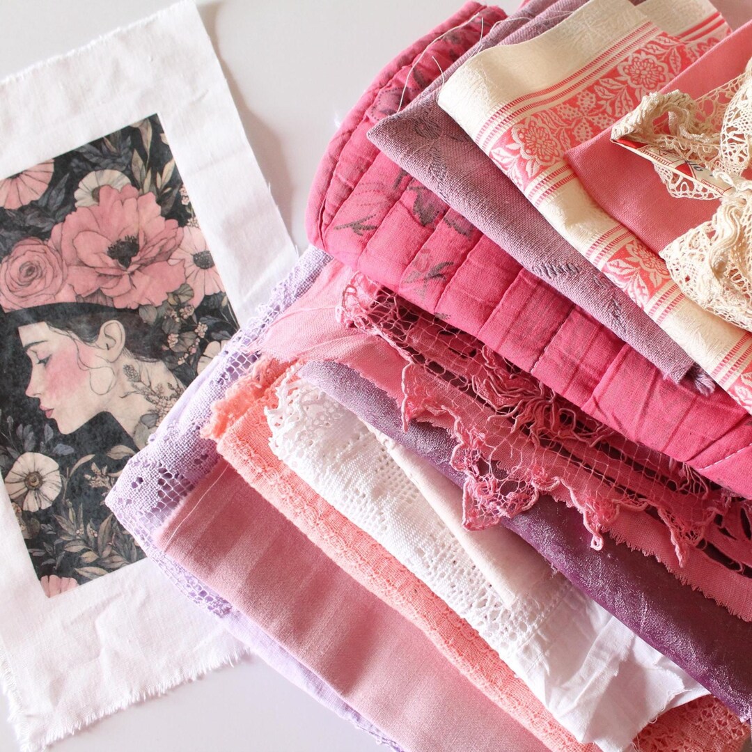 Vintage Embroidery Kit, Antique French Linen for Journaling & Crafting ...