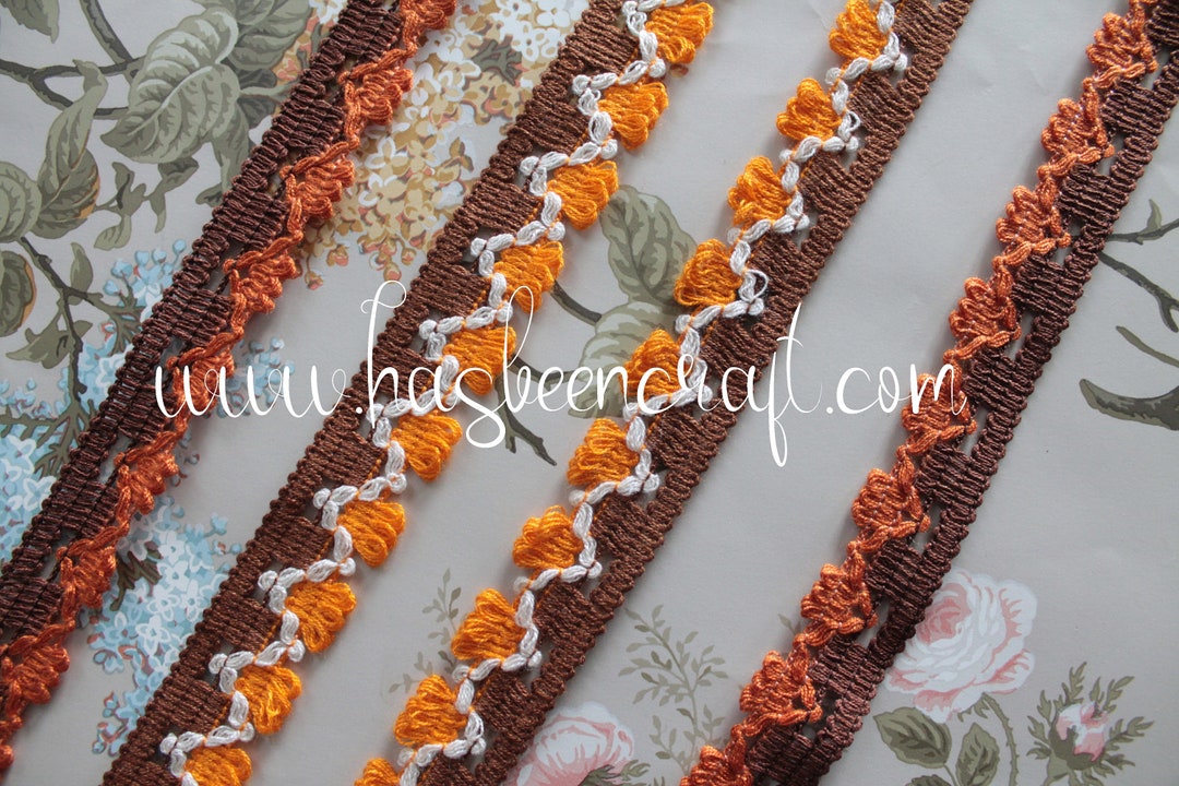 Orange and Brown Braid Trimmings, Tricolor Braid From the 1970s, 25 Mm ...