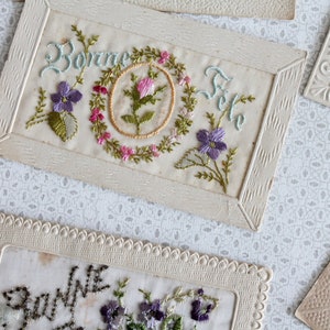 Antique French Embroidered Greeting Card, Hand-embroidered French ...