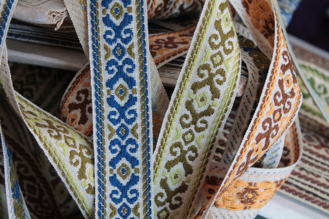 Medieval Tricolor Jacquard Braid With Geometric Patterns 32 Mm Wide by ...