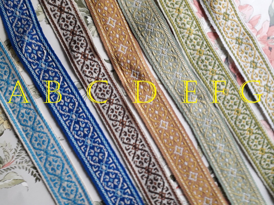 Medieval Tricolor Jacquard Braid With Geometric Patterns, 3.5cm , 1 ...