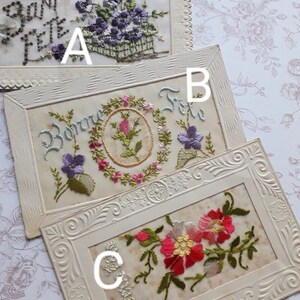 Antique French Embroidered Greeting Card, Hand-embroidered French ...