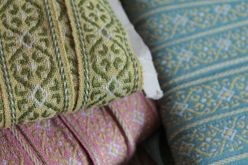 Medieval Tricolor Jacquard Braid With Geometric Patterns, Width 3.5 Cm ...